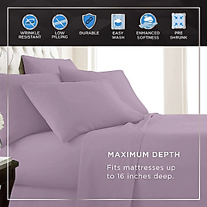 Raymond Waites 4 Piece Sheet Set, Cotton Rich, 400-Thread Count, Lavender, Queen Sheet Set