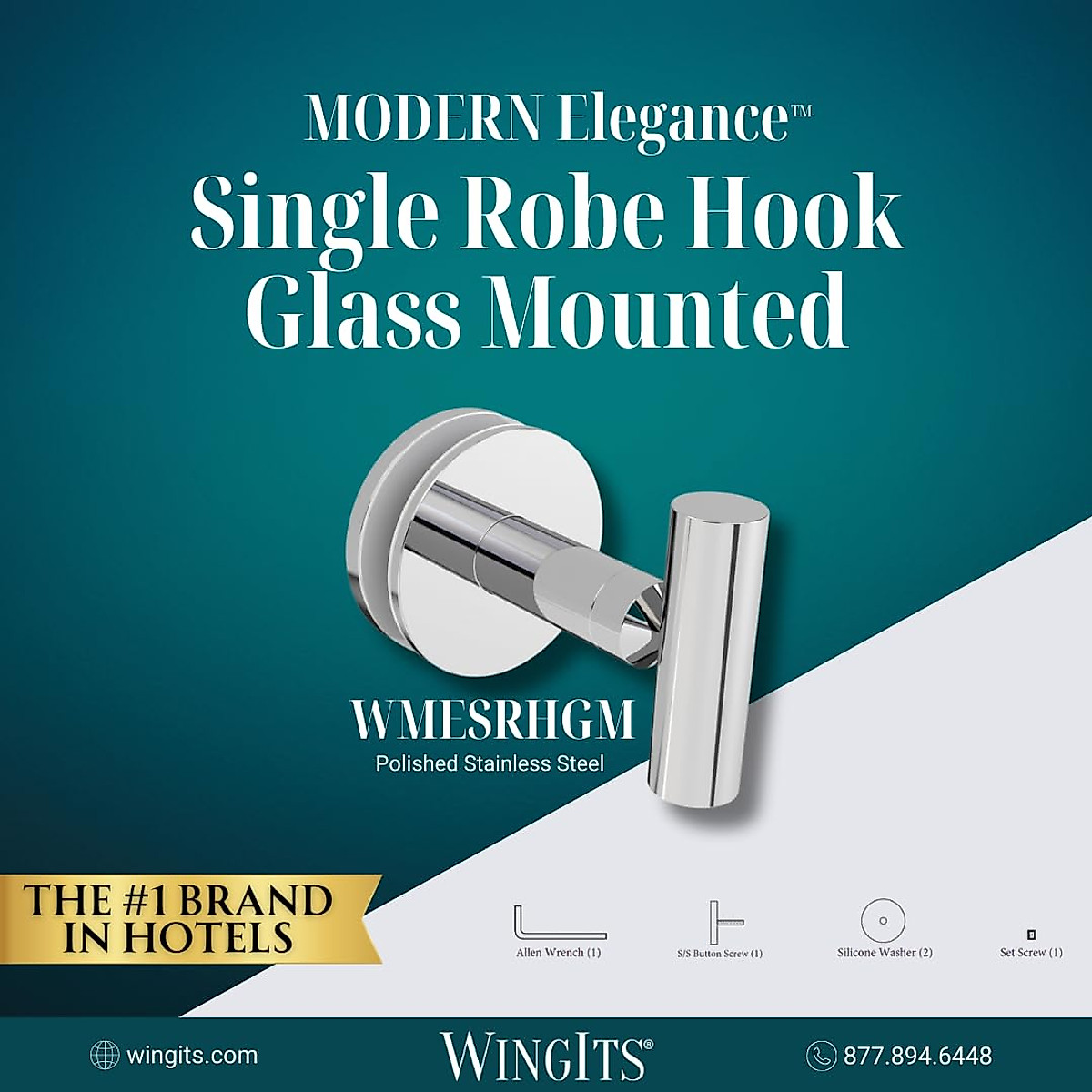 Modern Elegance Single Robe Hook Glass