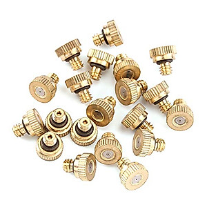 CozyCabin 20 Pcs Low Pressure Brass Misting Nozzles Misting Water Mister Nozzle for Garden, Patio, Greenhouse, Outdoor Cooling Mister System 0.016" Orifice (0.4mm) Thread UNC 10/24