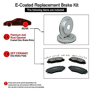 [Rear] TOVASTY Brake Pads and Rotors Kit for Nissan Pathfinder 2013-2020 E-Coated [BK2554]