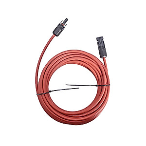 Timunr 1 Pair 20 Ft Solar Panel Extension Cable Wire Connector 10AWG Wire + Male Female Plug Red and Black