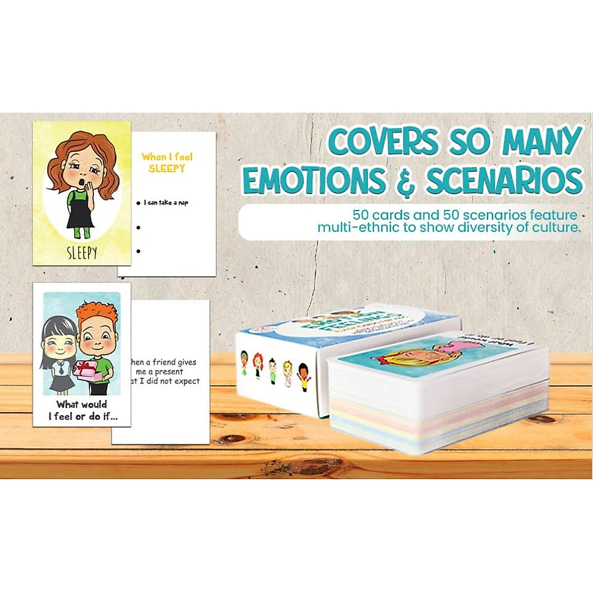Emotion Cards for Kids (100 Cards) Feelings Emotions Cards for Autism, ABA Therapy, Social Emotional Learning and Development – Ideal for Toddlers, Preschool, Elementary Boys and Girls, Therapy Tools