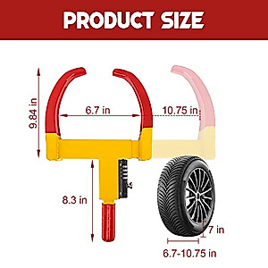 Universal Wheel Clamp Lock Enlarge 9 Holes Wheel Boot Lock Max 10.75" Tire WidthSecurity Tires Anti Theft Lock Keyless Password Code Lock for Vehicle Car Truck SUV Boat Motorcycle Golf Cart Orange