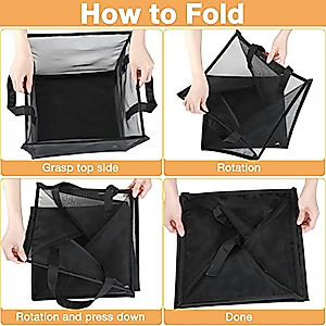 6 Pcs Popup Laundry Hamper 12.6 Inch Small Collapsible Laundry Baskets with Handles, Portable Mesh Laundry Hamper, Foldable Clothes Hamper for Washing Storage, Kids Toy College (Black,Single Layer)