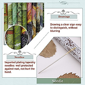 Joy Sunday 14CT Counted Cross Stitch Kits Deer with Flowers Embroidery for Girls Crafts DMC Cross-Stitch Supplies Needlework