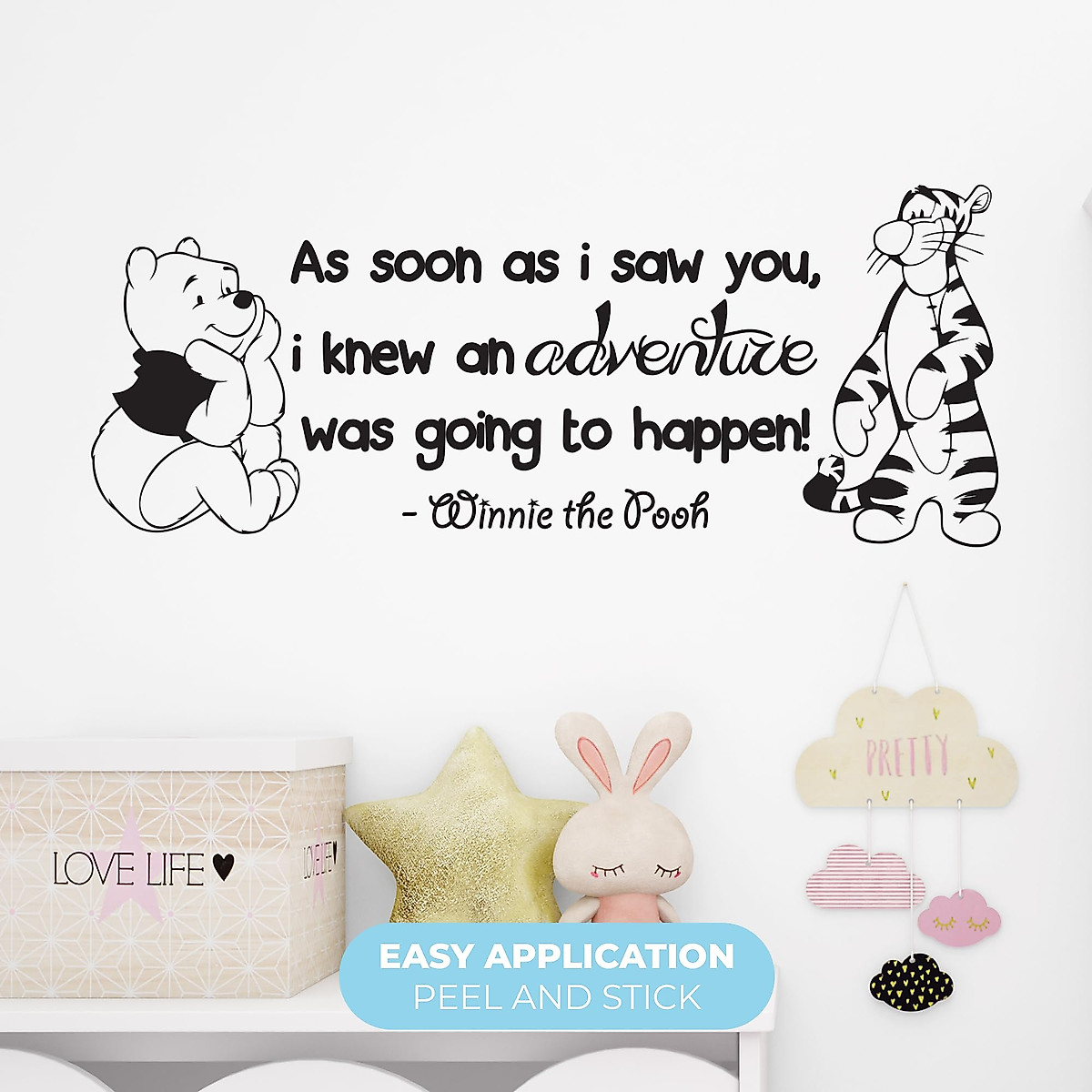 Winnie Pooh & Tigger - As Soon As I Saw You Quote Baby Room Wall Decal- Decal for Baby's Room (Wide 40" x 16" Height)