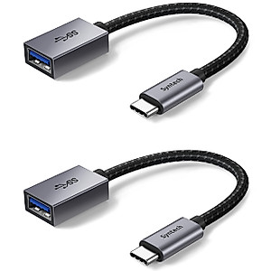 Syntech USB C to USB Adapter, 2 Pack USB C to USB3 Adapter,Thunderbolt 3 to USB Female Adapter OTG Cable Compatible with iPhone 16/15 Pro Max, iPad Air 2020, MacBook Pro, Air and More Space Gray