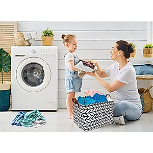 HIYAGON Kids Storage Basket Gift Basket Empty Baby Basket for Boys and Girls Toy Storage Bin Organizer Box Rectangular Room Decor for Home,Books(Black arrow)