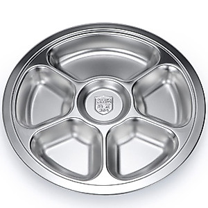 Litewoo Stainless Steel Round Divided Plate 6 Sections