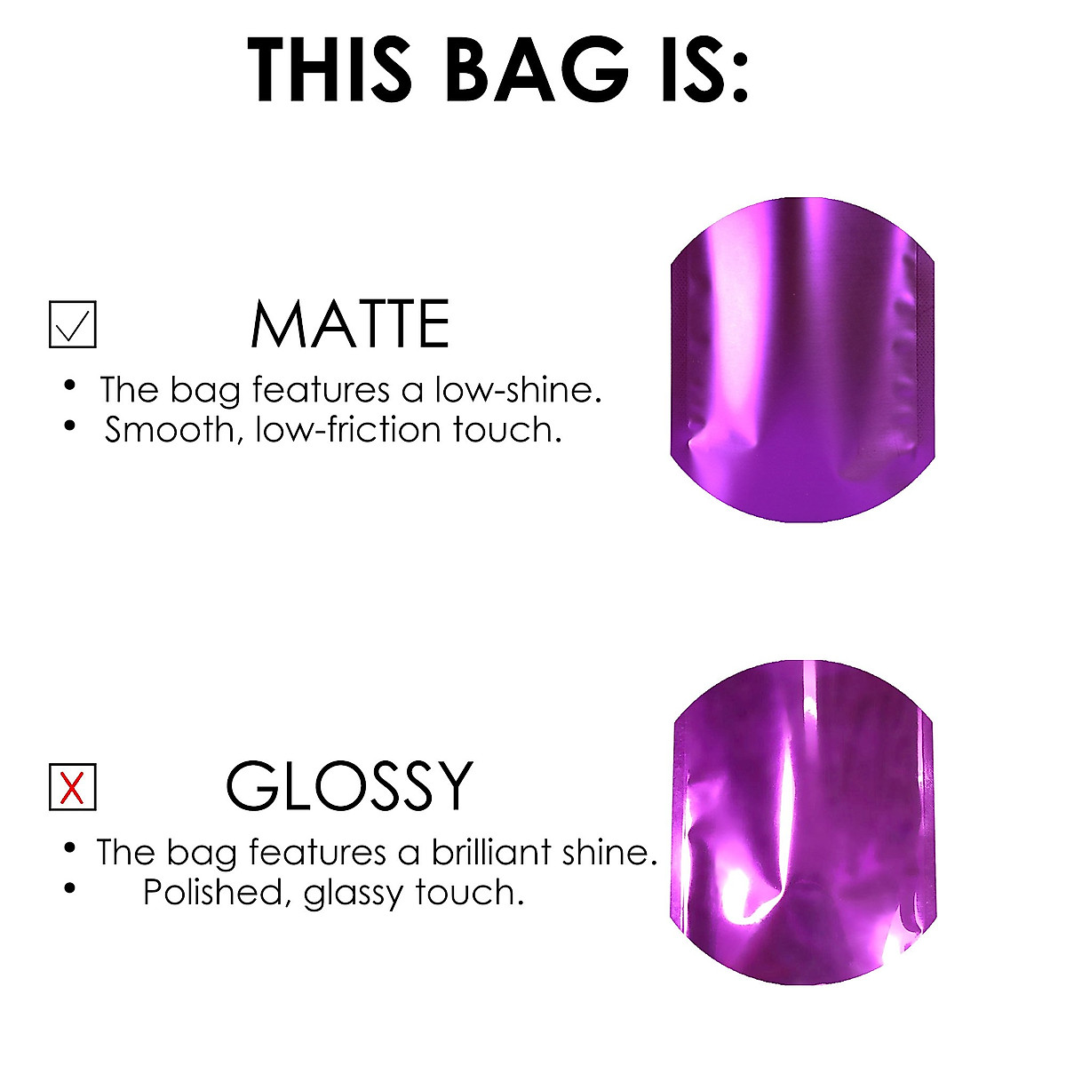 QQ Studio 100PCS Matte Double-Sided Colored Stand-Up Bags (8.5x13cm (3.3x5.1"), Translucent/Gold)