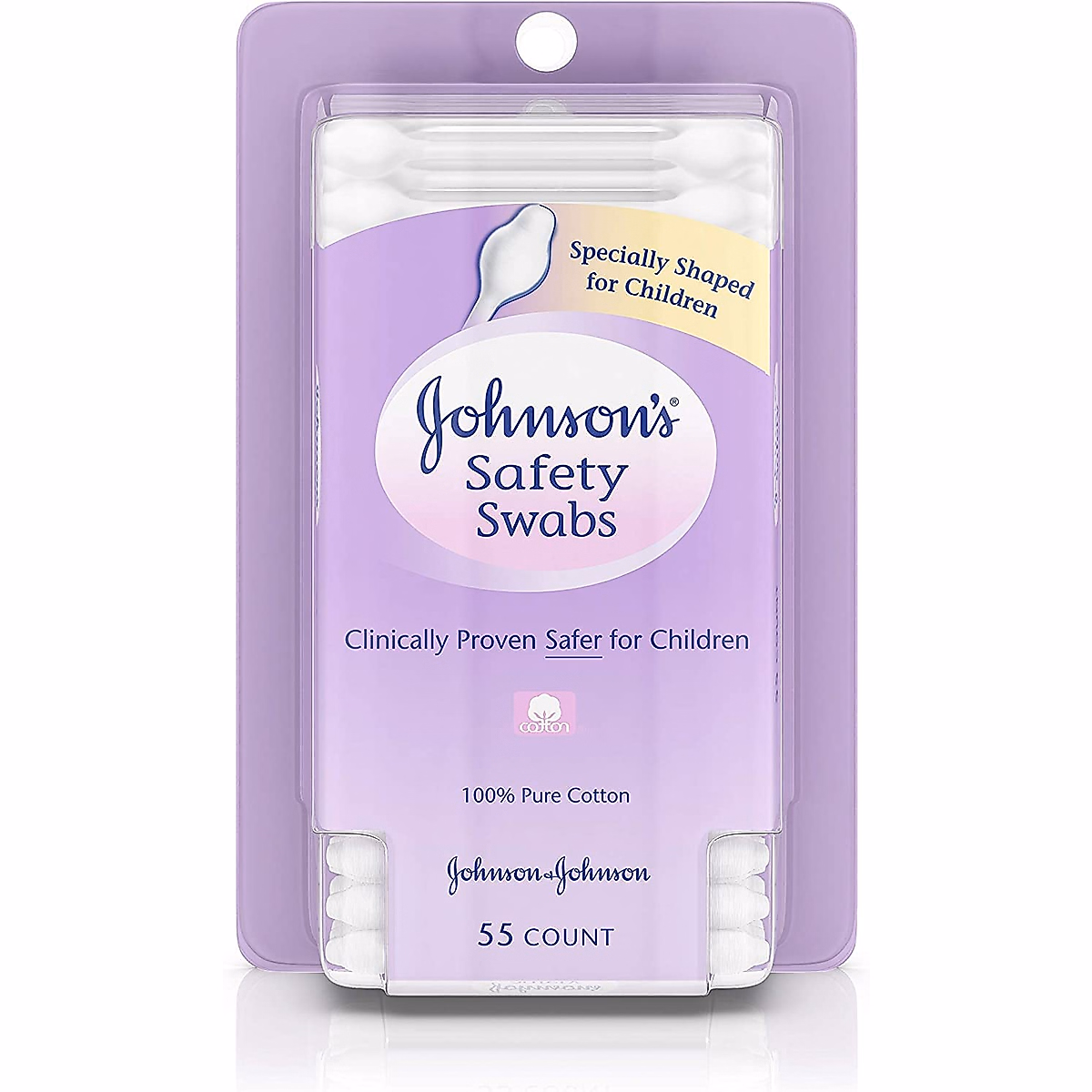 Johnson's 008256OurBundle Non-Chlorine Bleached Safety Ear Swabs for Babies and Children, 55 ct ( Pack of 2)