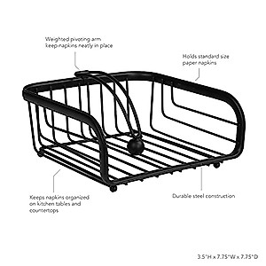 Spectrum Ashley Weighted Napkin Holder (Black) - Dispenser & Décor for Kitchen, Dining Room, Outdoor, & Bar Tabletop Storage