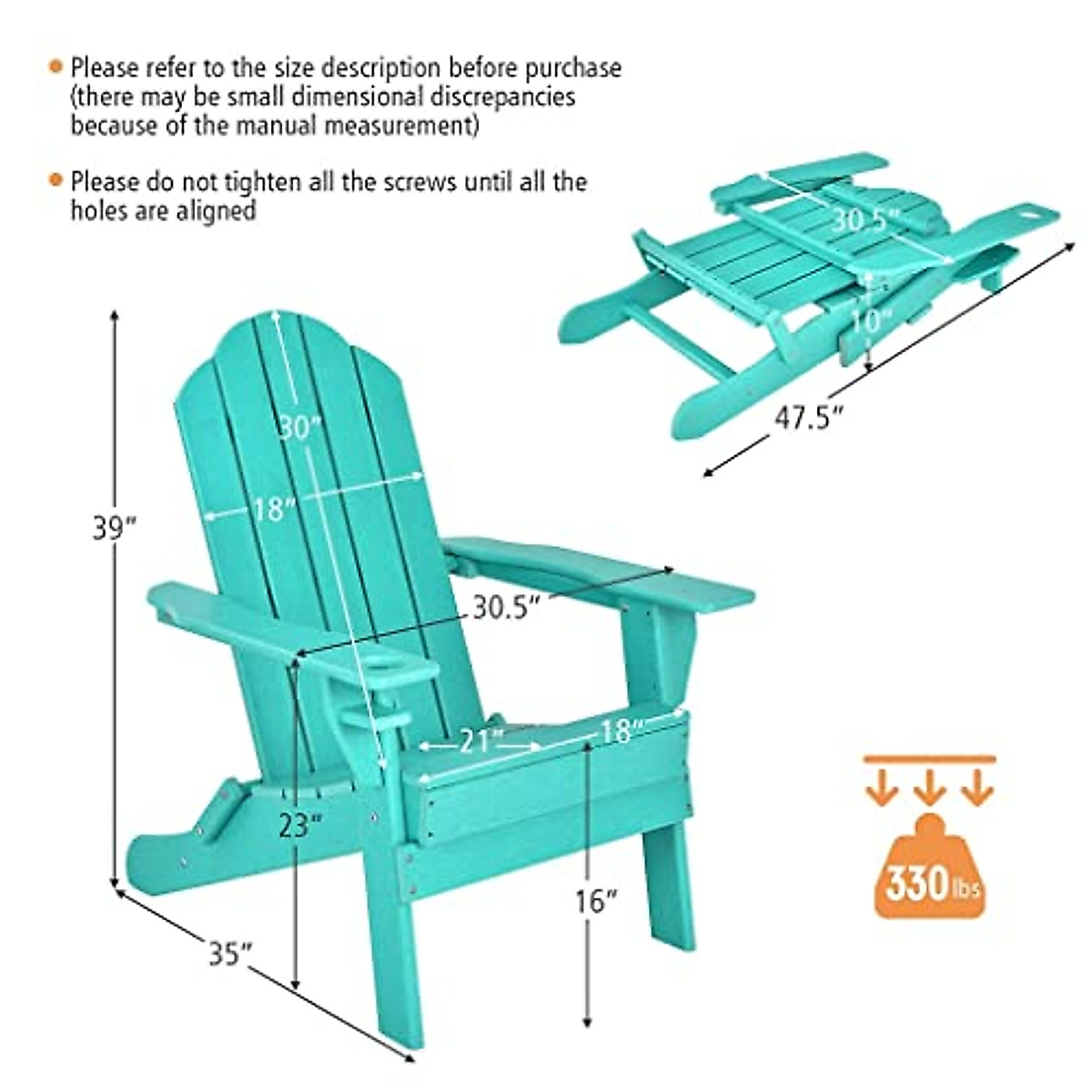 WYFDP Folding Chair Cup Holder Yard Turquoise