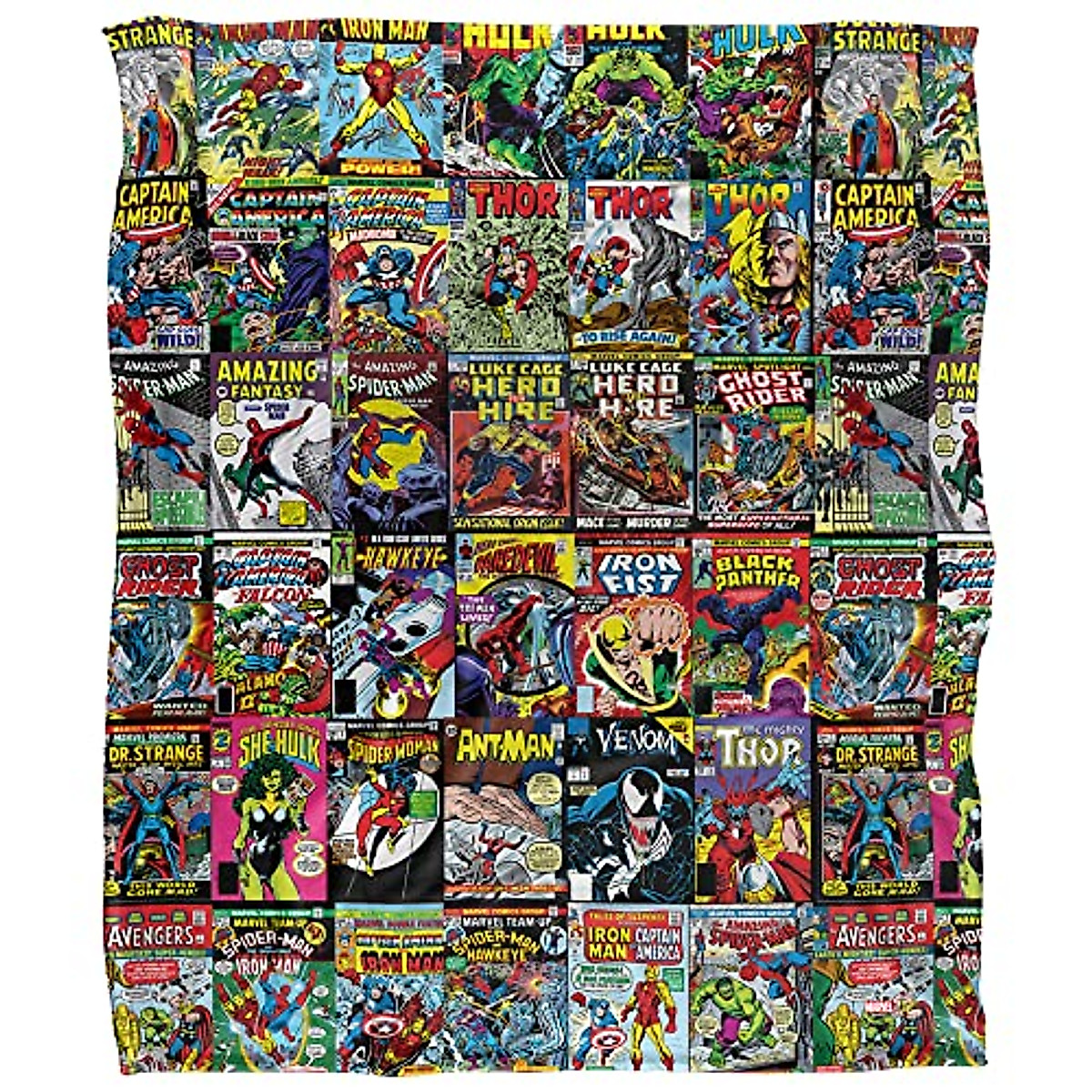 Marvel Marvel Comic Blanket, 50"x60", Misc. Comic Collage, Silky Touch Super Soft Throw Blanket