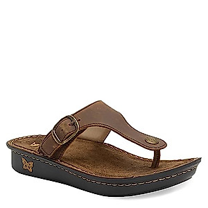Alegria Women's Vella Oiled Brown Thong Sandal 7-7.5 M US