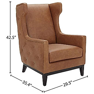 Amazon Brand – Stone & Beam Rosewood Button-Tufted Leather Wingback Accent Chair, 30"W, Cognac