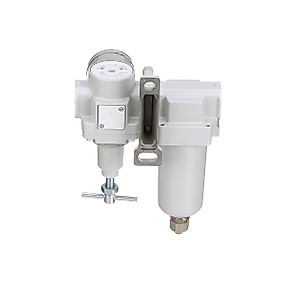 PneumaticPlus SAU420T-N04G-MEP Compressed Air Filter Regulator Combo 1/2" NPT -T-Handle, Manual Drain, Metal Bowl
