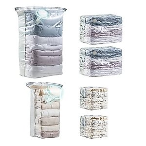 Cube Vacuum Storage Bags Space Saver Vacuum Seal Bags Large Compressed Vacuum Bags for Comforters, Blanket, Clothes, Bedding, Sheet, Pillow, Closet Organizers (3 Medium, 3 Large)