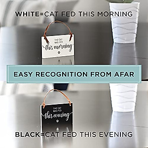 PYROH Cat Fed Reminder Sign - Magnet Included - Must Have Pet Accessories - AM/PM Indicator to Replace Cat Feeding Chart