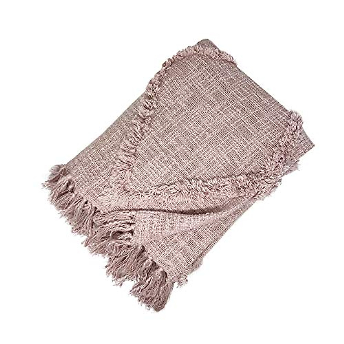 Elrene Home Fashions Farmhouse Living Rustic Vogue Aspen Diamond Tufted Fringe Blanket Throw for Couch/Sofa/Bed/Everyday, Single (50 in x 60 in), Blush