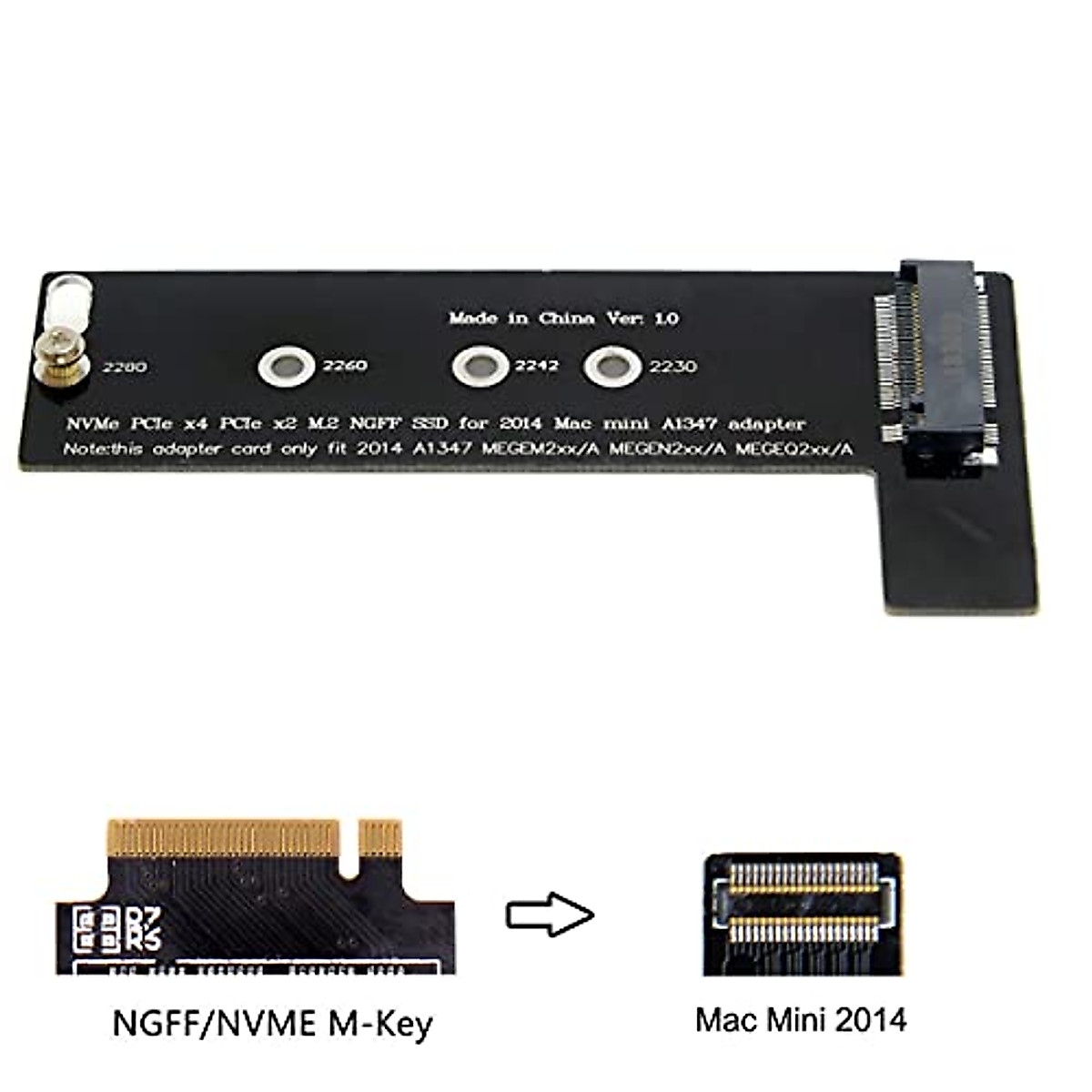Cablecc M.2 NGFF M-Key NVME SSD Convertor Card for 2014 MacBook Mini A1347 MEGEN2 MEGEM2 MEGEQ2