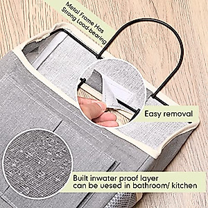 8 Pcs Wall Hanging Storage Bag Waterproof Wall Linen Organizer Wall Basket with Pocket, Wall Hanging Bag Hanging Closet Organizer with 8 Pieces Sticky Hooks for Bedroom Bathroom Kitchen Dormitory