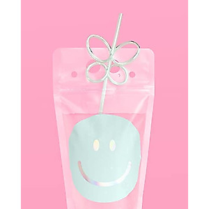 xo, Fetti Smiley Drink Pouches + Butterfly Straws - 16 count | Bday Cups, Happy Pastel Birthday Party Decorations, Cute Bachelorette Party, Cool Drinkware