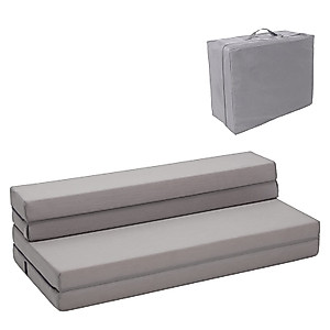 BDEUS Folding Mattress with Storage Bag Folding Sofa 4" Breathable High-Density Foam Mattress Topper, Portable Guest Bed with Removable&Washable Cover (Q (75 x 60 Inch))