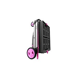 CLAX® The Original | Made in Germany | Multi Use Functional Collapsible Carts | Mobile Folding Trolley | Storage Cart Wagon | Shopping Cart with 2 Storage Crates (Pink)