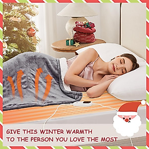 Homemate Heated Mattress Pad Queen Size for Cold Sleepers, 5 Heated Setting Coral Fleece Electric Mattress Pad Queen, Bed Warmer with Dual Controller & Auto Off 10 Hours, Fit Up to 21 Inch, 80"x60"