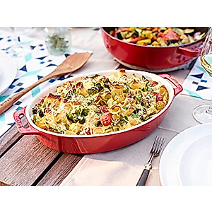 STAUB Ceramics Oval Baking Dish Set, 2-piece, Cherry