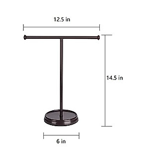 ALUCSET 2 Pack Metal Modern Hand Towel Holder Rack Stand with Base for Bathroom Kitchen Vanity Countertops to Display and Store Small Towels or Washcloths (Coffee, Set of 2)