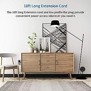 NTONPOWER Flat Plug Power Strip Bundle, 3 Outlets 2 USB Compact Power Strip with 5ft Cord and 10 ft Long Extension Cord, Right Angle Plug, Wall Mount for Office, Home, Nightstand, Dorm Essentials