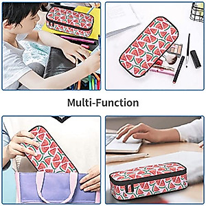 Pink Watermelon Cute Pencil Case Organizer with Compartments for adults Large Capacity Pen Bag Double Zippers Multifunction Makeup Bag