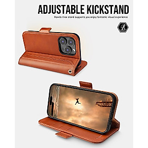 OCASE Compatible with iPhone 15 Pro Wallet Case, PU Leather Flip Folio Case with Card Holders RFID Blocking Kickstand [Shockproof TPU Inner Shell] Phone Cover 6.1 Inch 2023, Retro Brown