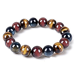 Enjoy Risingsun Tiger Eye Bracelet,Relax Anxiety Crystal Beaded Triple Protection Jewelry Bead Stone Chakra Gemstones Bracelets for women men