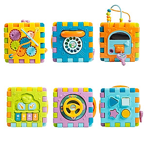 Lulu Home Toddler Activity Cube, 6-in-1 Learning Activity Center Play Square with Musical Toys, Multi Purpose Educational Toys Birthday for Kids 18 Months and Up