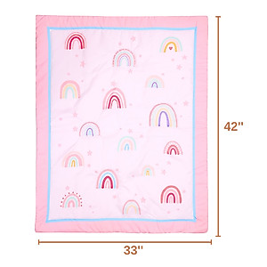 Baby Bees 3 Pieces Rainbow Crib Bedding Sets for Boys and Girls | Baby Bedding Set of Crib Fitted Sheet, Quilt for Standard Size Crib
