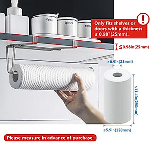 Paper Towel Holder JSVER Roll Paper Towel Rack, Stainless Steel Kitchen Towel Holder, Under Cabinet Paper Towel Holder, Hanging Paper Towel Holder for Kitchen, Utility Room, Pantry, Bathroom