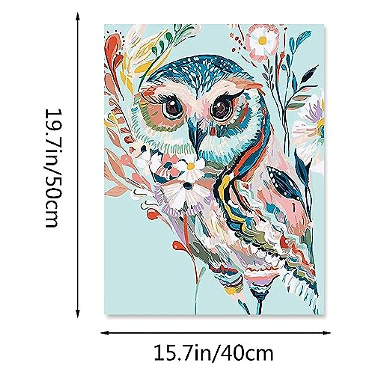 DIY Paint by Numbers for Kids & Adults & Beginne,DIY Canvas Painting Gift Kits for Home Decoration,Rainbow Owl Home Wall Decor 16x20''(Without Framed)
