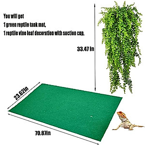 Hamiledyi Extra Large Reptile Mat 70.86 x 23.62 in Bearded Dragon Carpet Green Terrarium Liner Tank Supplies for Lizard Leopard Gecko Iguana Tortoise Snake Frog (2 Pack)