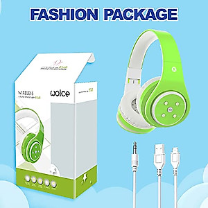 Kids Headphones Bluetooth Wireless 85db/110db Volume Limit Headset Fit for Aged 3-21 Over-Ear and Build-in Mic Wired & SD Card Mode Headphones for Boys Girls Travel School Phone Pad Tablet PC Green
