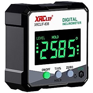 Digital Angle Gauge Meter, XRCLIF Magnetic Base Level Box Angle Finder Protractor Bevel Gage Inclinometer Measuring Tool for Carpentry, Building, Masonry Bevel