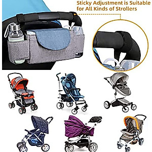 YWHWLX Stroller Organizer Bag With Cup Holders, Stroller Accessories Organizer and Bottle Holder Fits Most Strollers for Bottle,Diaper,Phone,Keys,Toys (Grey)