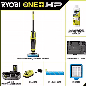 RYOBI ONE+ HP 18V Brushless Cordless Wet/Dry Stick Mop and Vacuum Kit with 4.0 Ah Battery and Charger