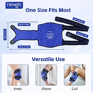 NEWGO Ice Pack for Knee Replacement Surgery, Reusable Gel Cold Pack Wrap Around Entire Knee Ice Pack Wrap for Injuries, Pain Relief, Meniscus Tear, ACL, Swelling