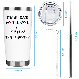 30th Birthday Gifts For Her 30th Birthday Gifts For Women 20oz Travel Tumbler Happy 30 Year Old Bday Presents For 1994 Born Woman Female Friend Sister White Turn Thirty Wine Cup With
