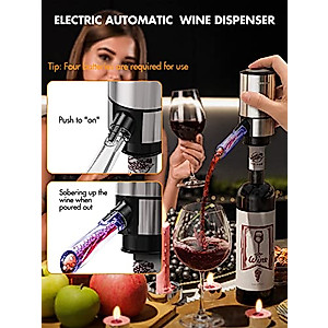 Electric Wine Opener Set, Tomeem Wine Gift Set with Rechargeable Wine Opener, Electric Wine Aerator, Vacuum Stoppers and Foil Cutter, 4-in-1 Electric Wine Bottle Opener for Home Party Bar Outdoor
