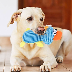 Zerodis 2PCS Squeaky Stuffed Pet Dog Toys Chew Toy with Squeakers Soft Plush Duck Monkey Sound Toys for Puppies Teething Small Medium Large Dogs
