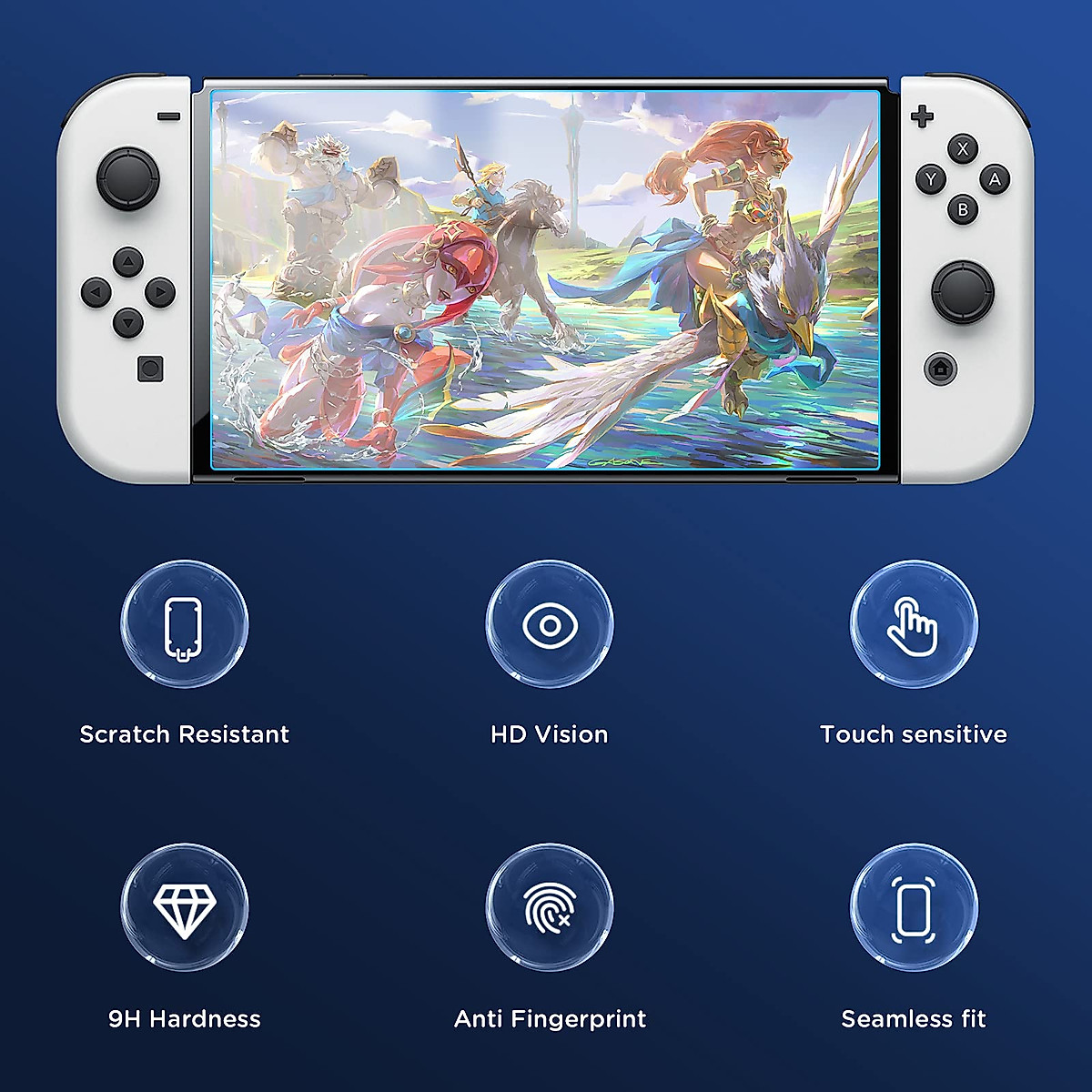 DLseego Tempered Glass Screen Protector 2 Pack for Switch OLED Model 2021 New with Transparent HD Clear Screen Protector for Switch OLED 7'' Anti Scratch Bubble Free Design - 2 Pack
